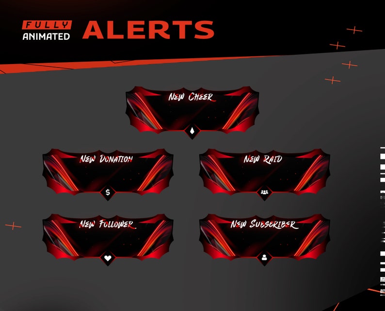 Red Neon Animated Stream Pack | Twitch Kick Forma Vermelha Overlay ...