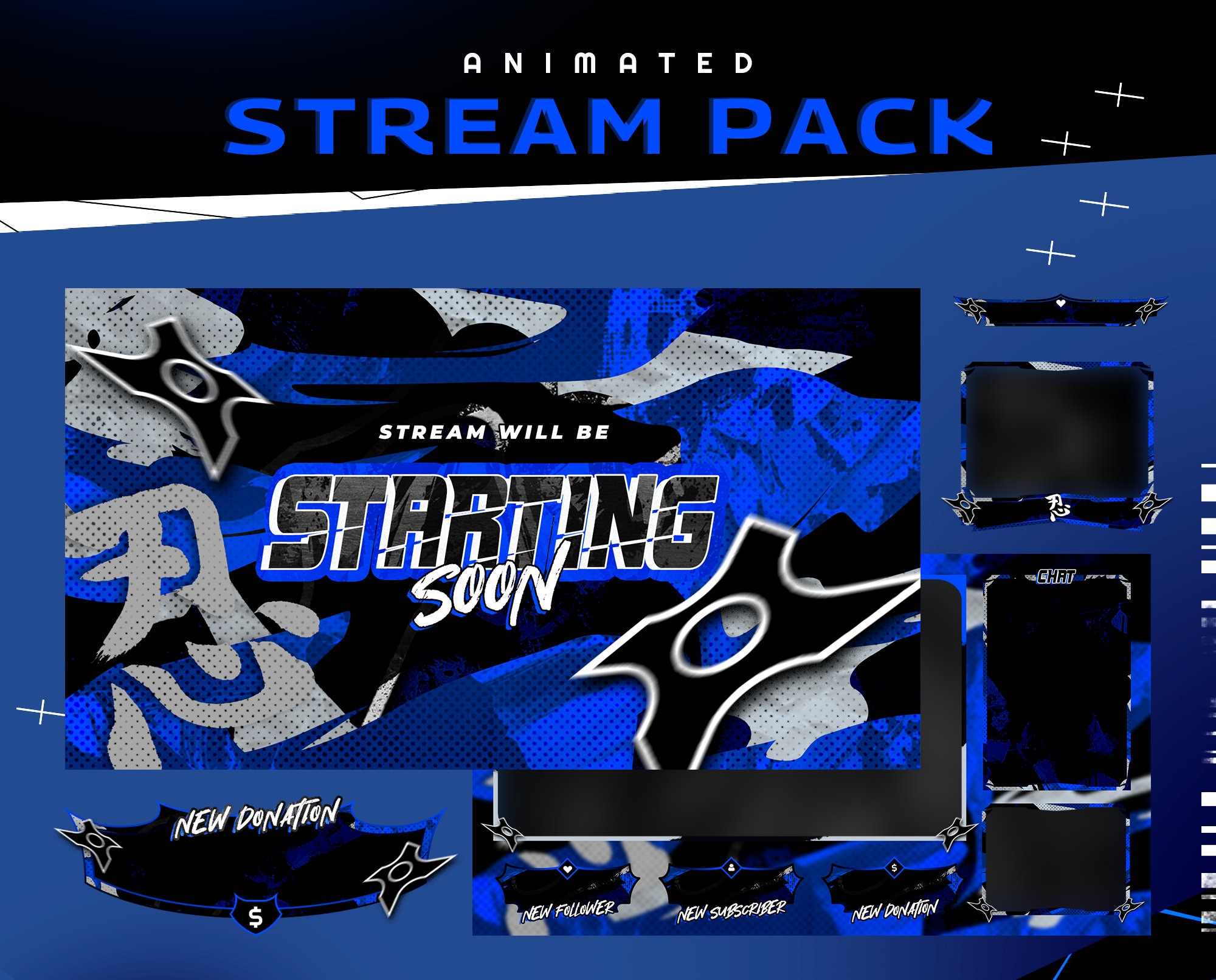 Ninja Animated Twitch Overlay Package Bundle/abstract Theme/streamer ...