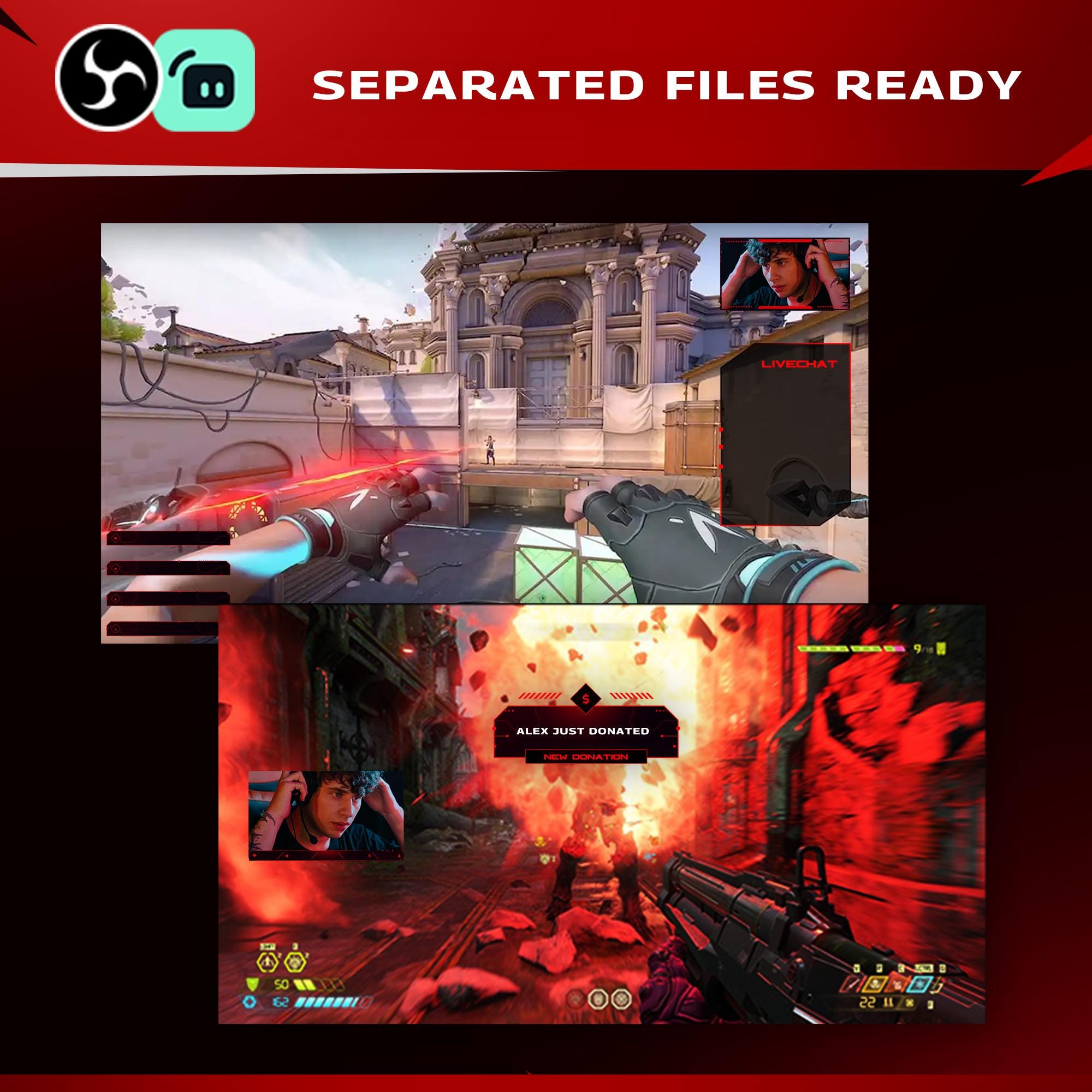 Animated Scarlet Shadow Stream Package: Futuristic Red Sci-fi Design ...