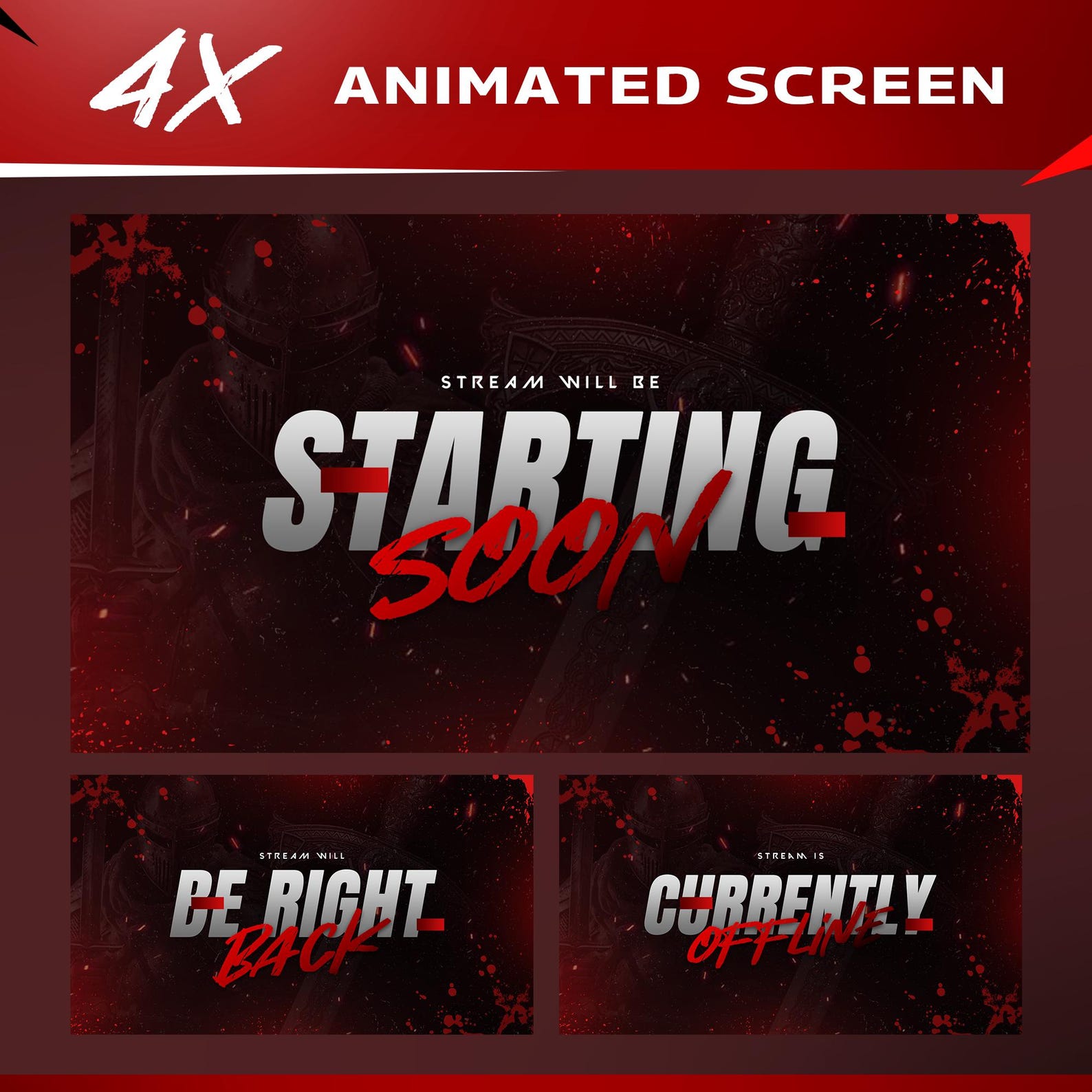 Dark Horror Stream Screens | Crimson Blood Animated Pack | Twitch ...