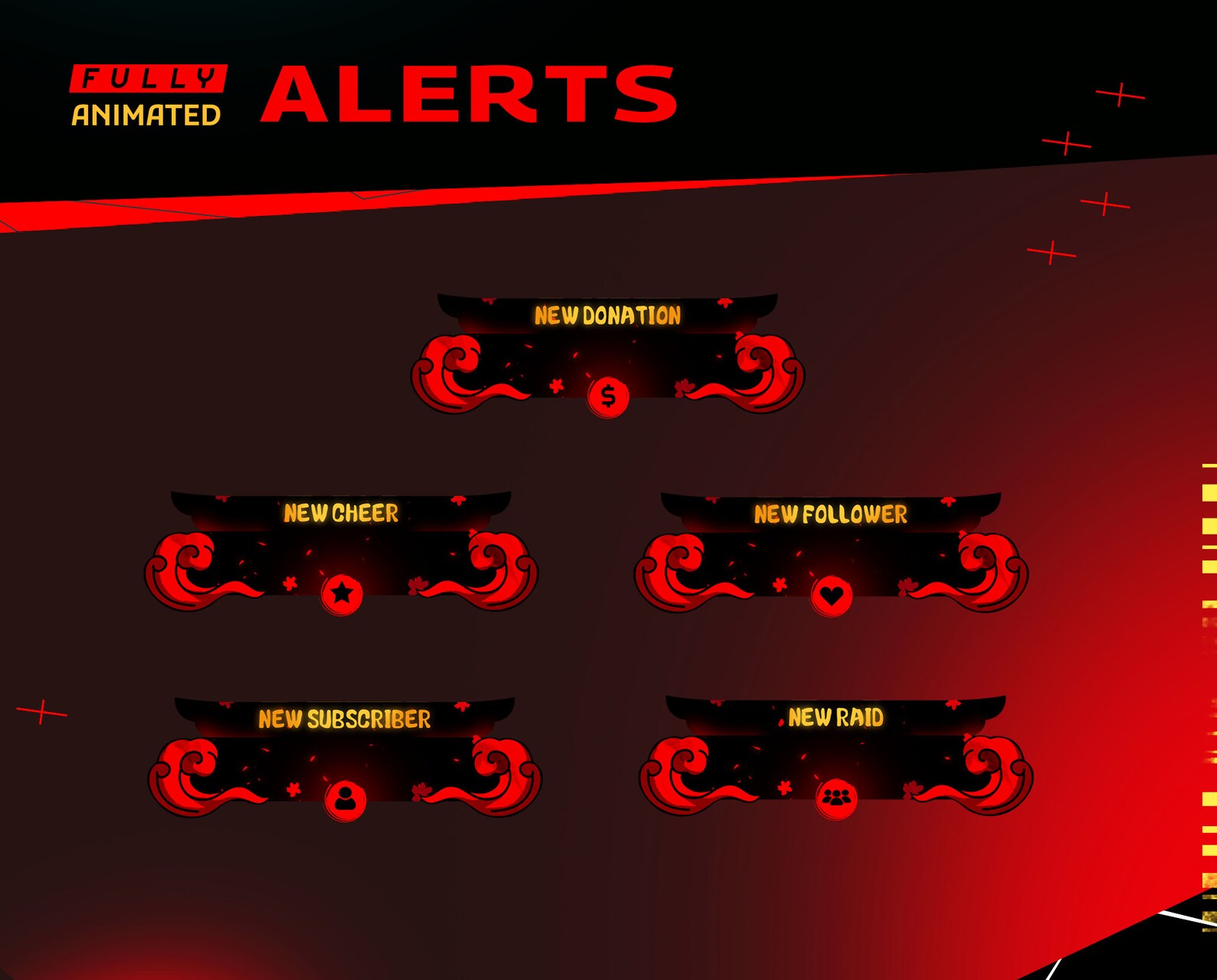 Oni Fury Animated Twitch Overlay Package Bundle/dark Japanese/horror ...