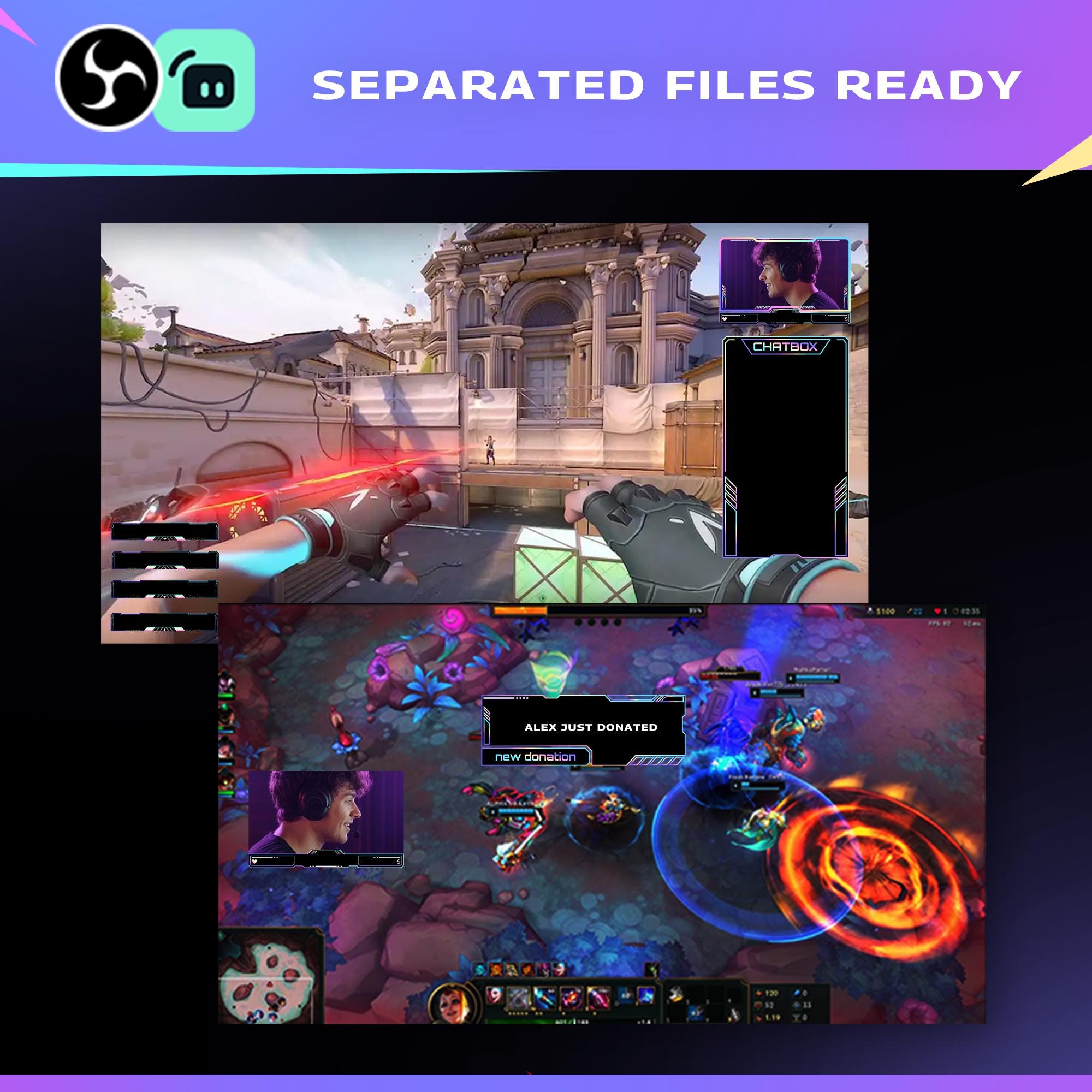 Animated Hologram Nexus Stream Overlay: Futuristic Neon Gradient for ...