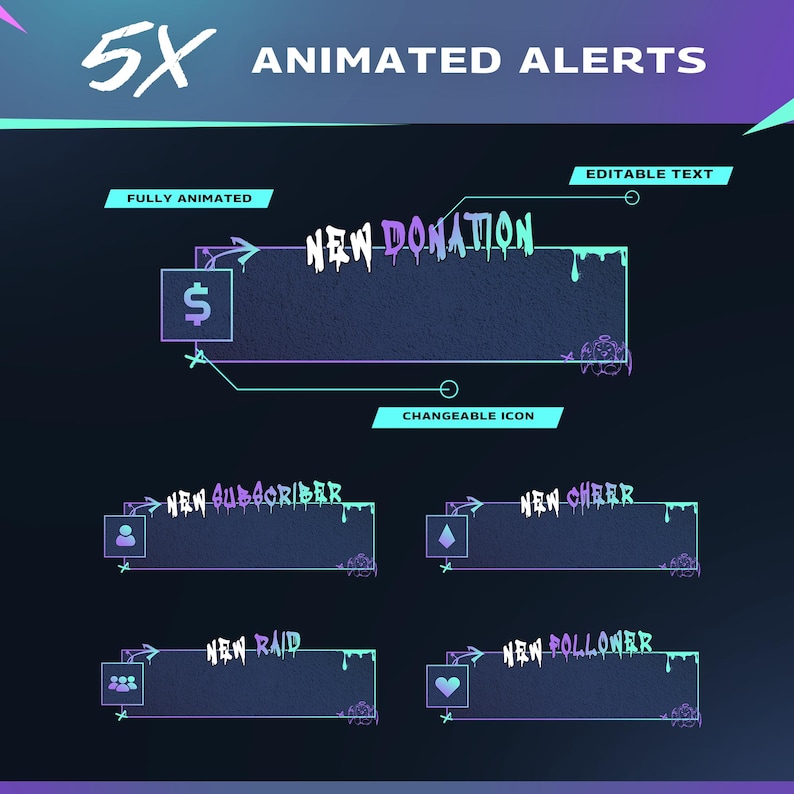 Animated Colorful Graffiti Stream Pack: Neon Pastel Urban for Twitch ...