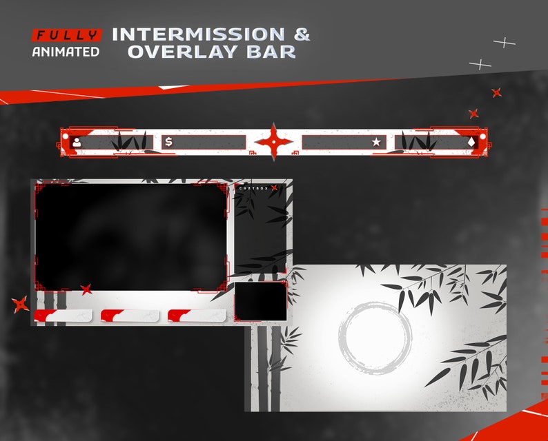 Animated Shuriken Ninja Stream Overlay, Tsushima Bamboo Vtuber Pack for ...