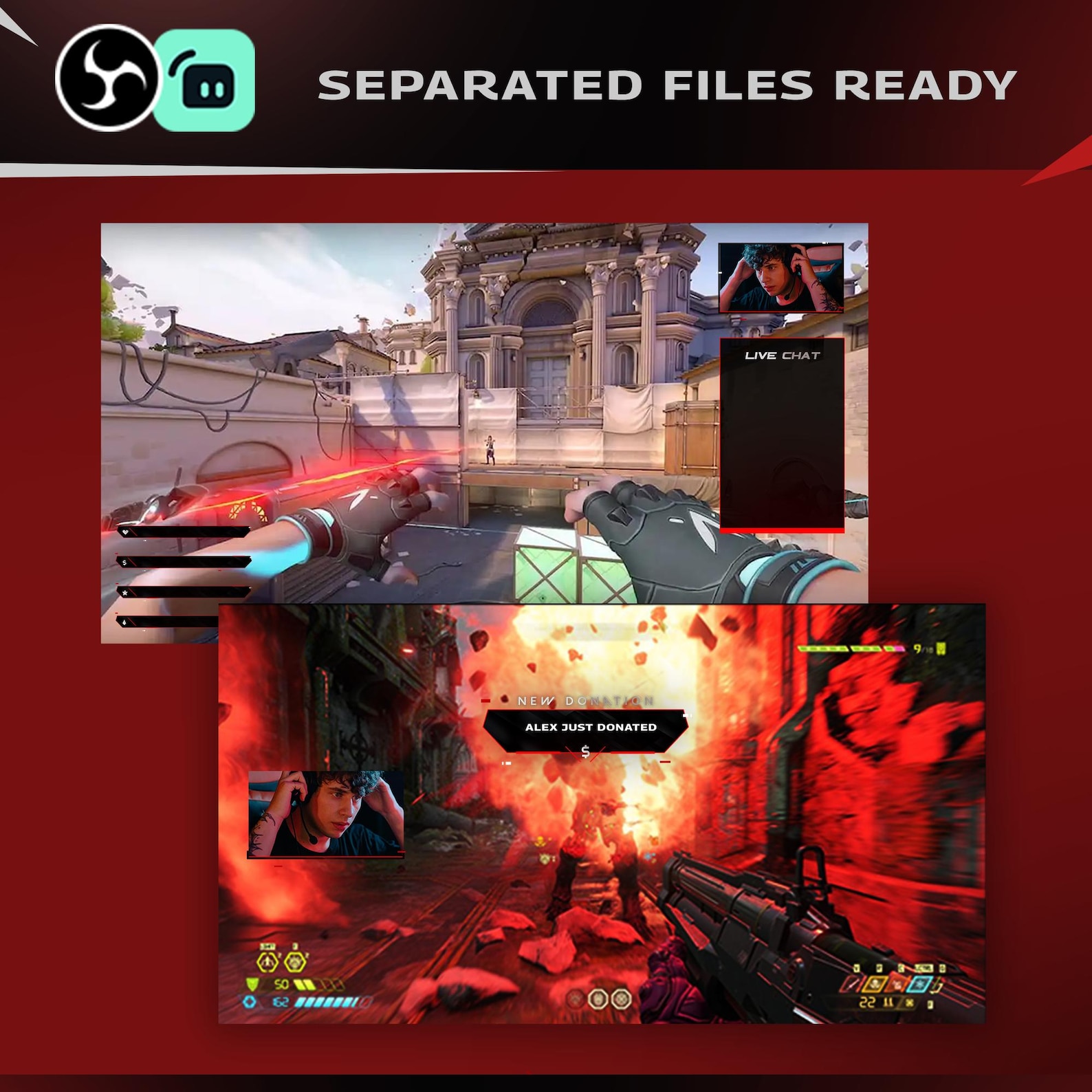 Animated Explode Stream Package: Red Crimson Futuristic for Twitch and ...