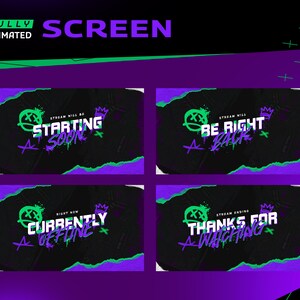 Ripped Paper Animated Twitch Overlay Screen Package/dark Theme/brush ...