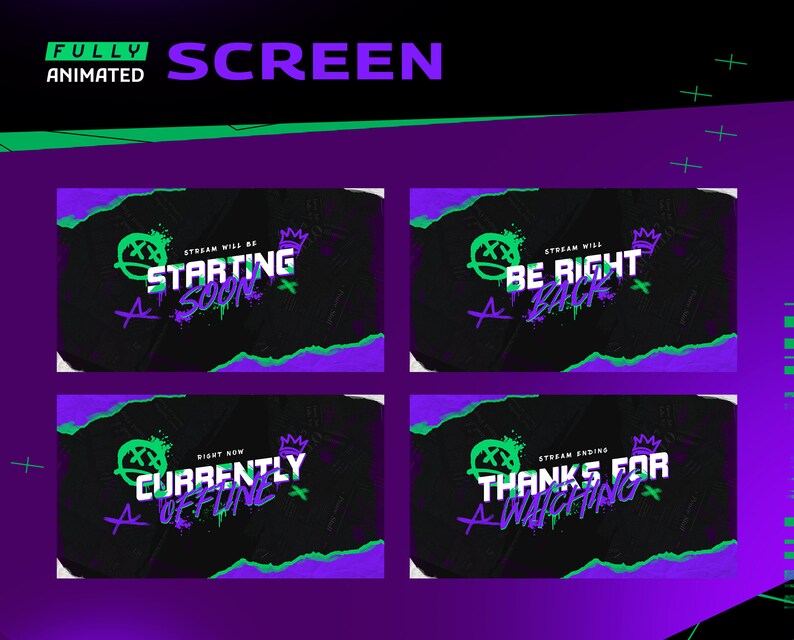 Ripped Paper Animated Twitch Overlay Screen Package/dark Theme/brush ...