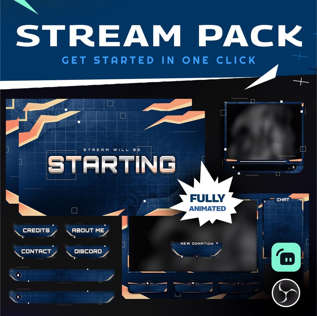 Data Flow Animated Stream Overlay Package for Twitch, Kick and Youtube ...