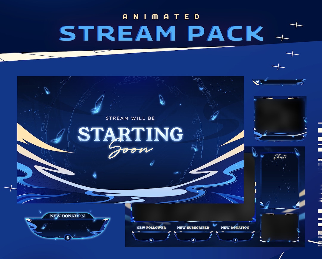 Waves Animated Twitch Overlay Package Bundle/liquid Theme/butterfly ...