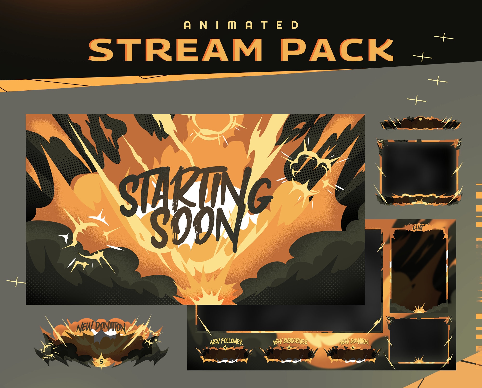 Outburst Animated Overlay Package for Twitch, Kick, Youtube/abstract ...