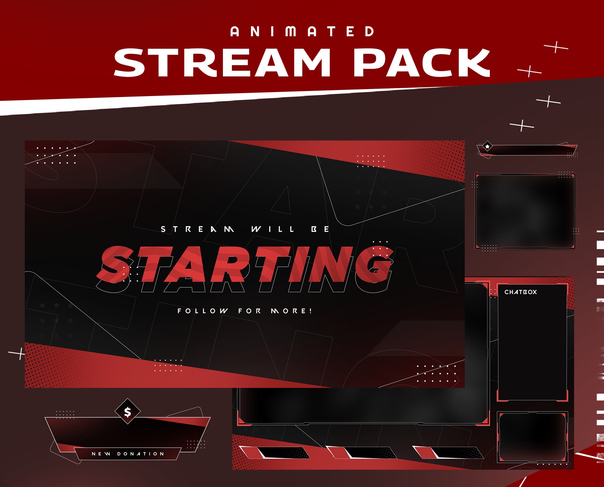 Razor Edge Animated Stream Pack for Twitch, Kick, Youtube/abstract ...
