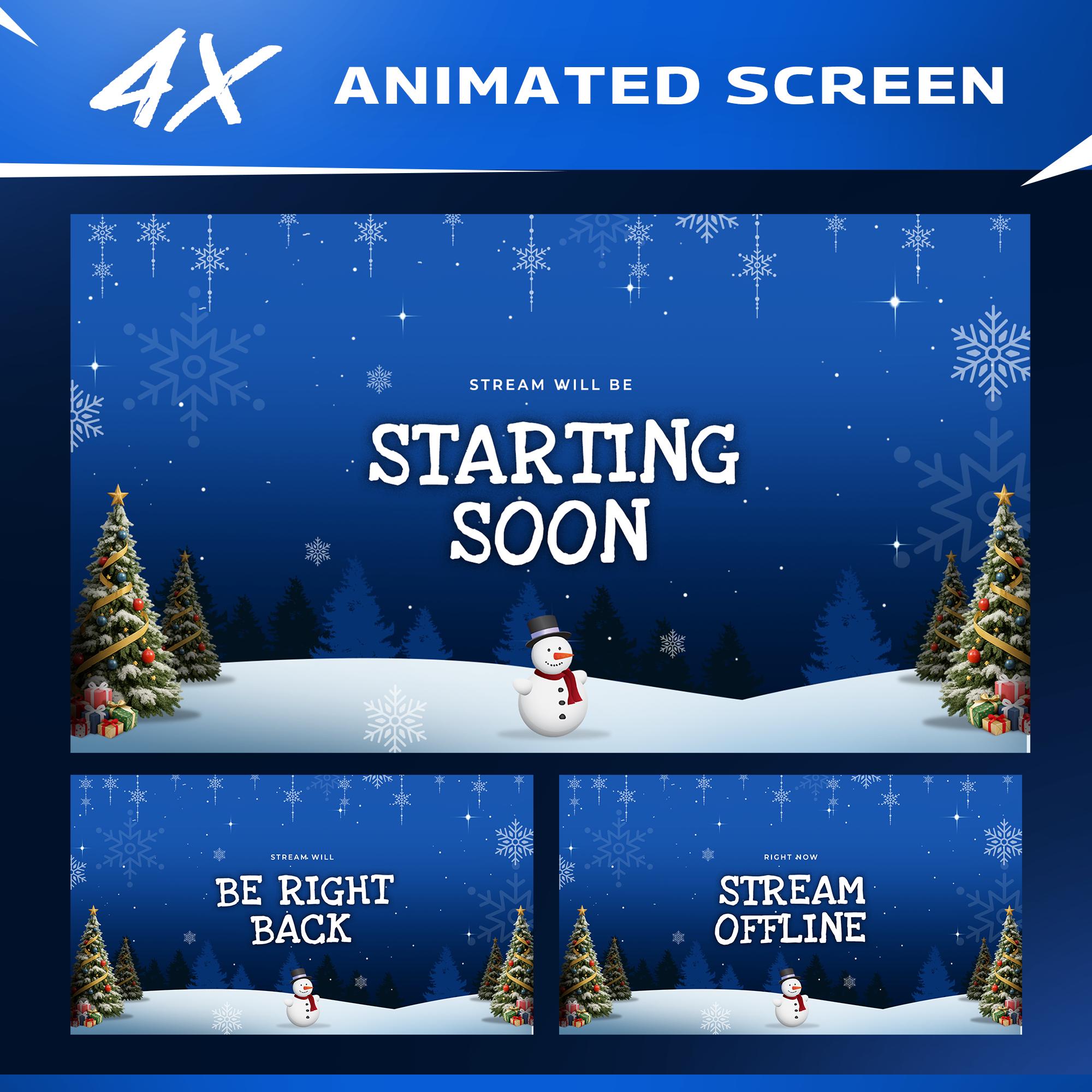 Frosted Night Animated Stream Overlay: Cozy Blue Christmastheme for OBS ...