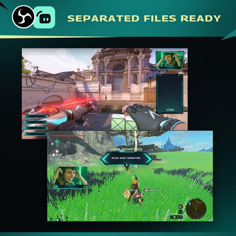 Animated Neo Flux Stream Overlay: Futuristic Teal and Black Design for ...