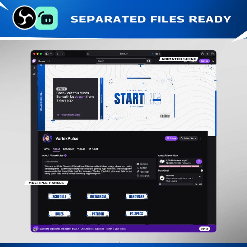 Animated Geoflow Stream Overlay: Modern Blue Tech for Twitch and Obs ...