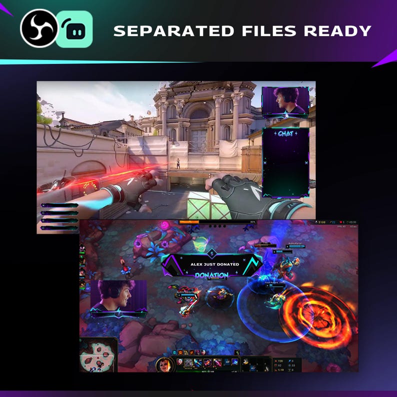 Animated Blaze Wave Stream Overlay: Futuristic Neon Blue Purple for ...