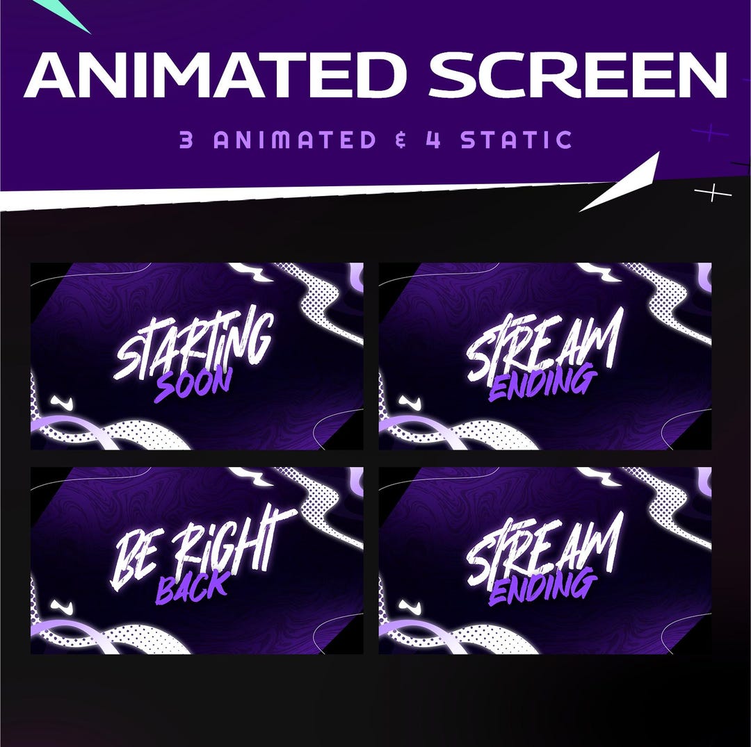 Purple Cyberwave Animated Stream Screens Package for Twitch/simple ...