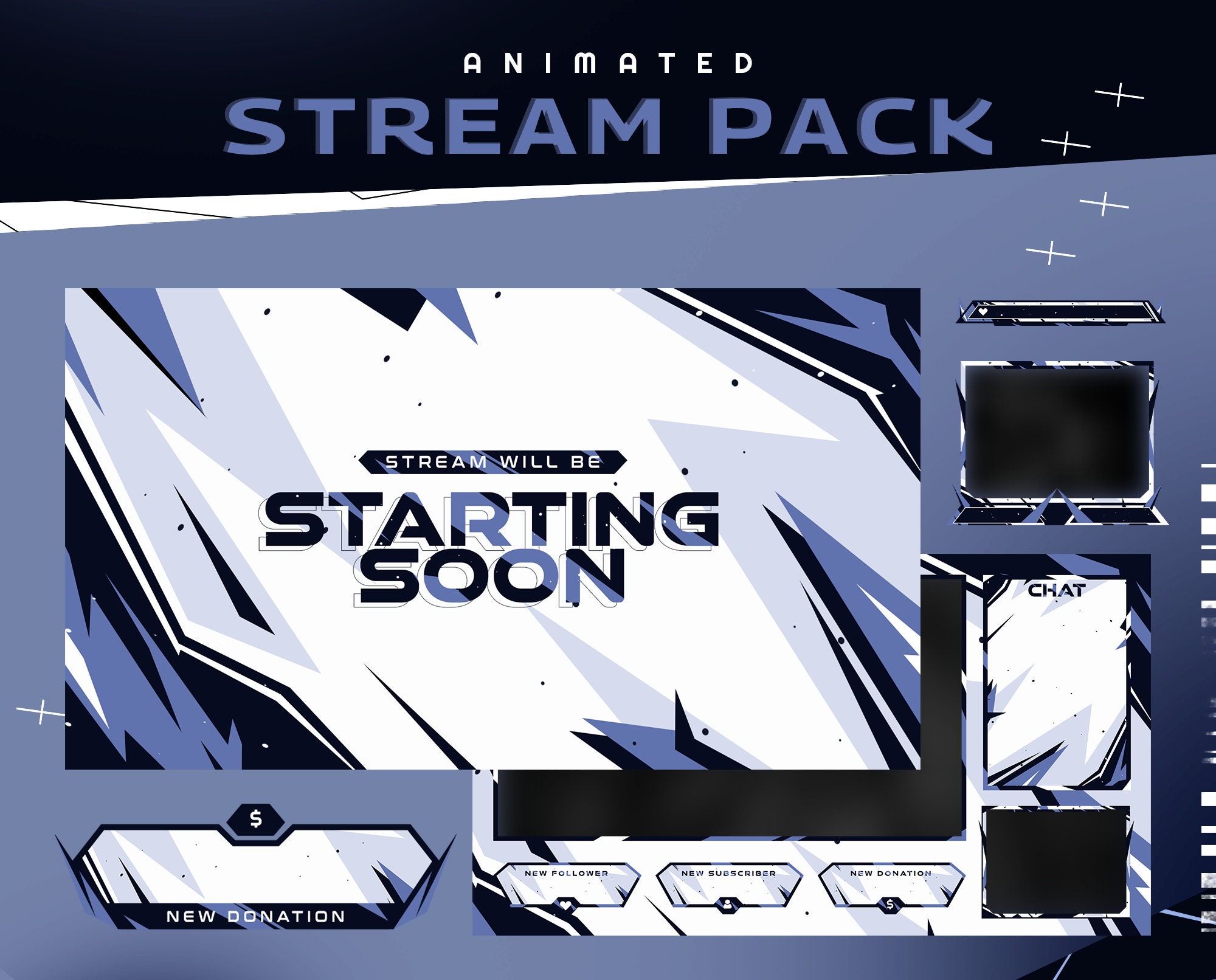 Alpha Overlay Package for Twitch, Kick, Youtube/abstract Theme/sharp ...