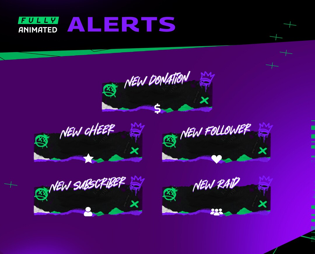 Ripped Paper Animated Twitch Overlay Stream Alert Bundle/dark - Etsy