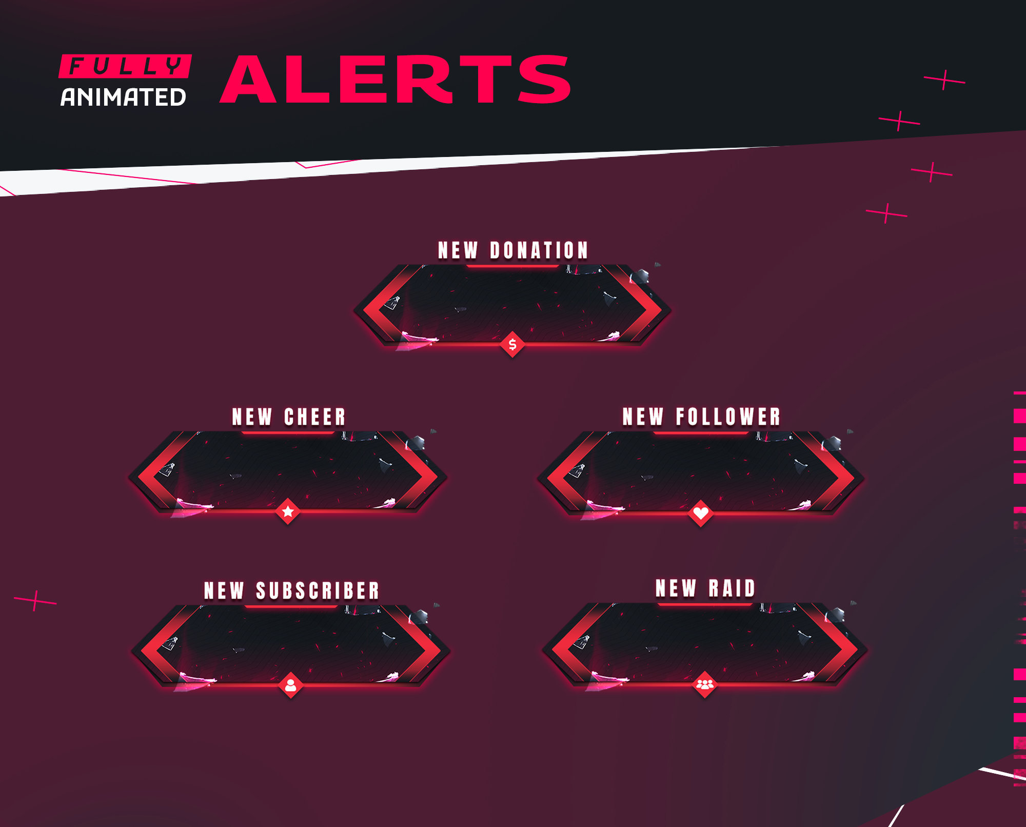 Neon Glasses Animated Twitch Overlay Stream Alert Bundle/neon Overlay ...
