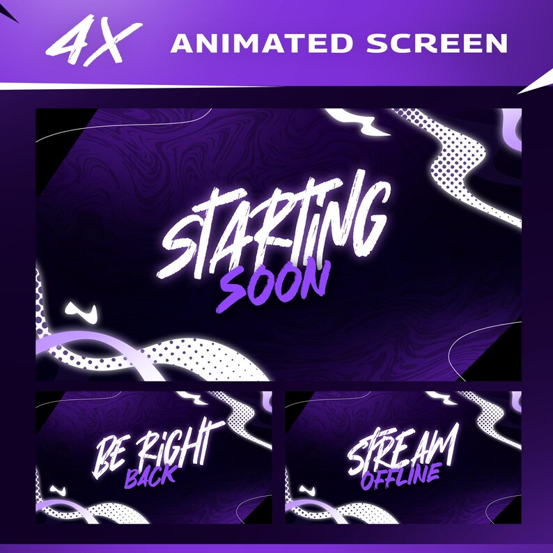 Animated Purple Cyberwave Stream Overlay: Futuristic Neon Design for Twitch and Obs/streamlabs ...