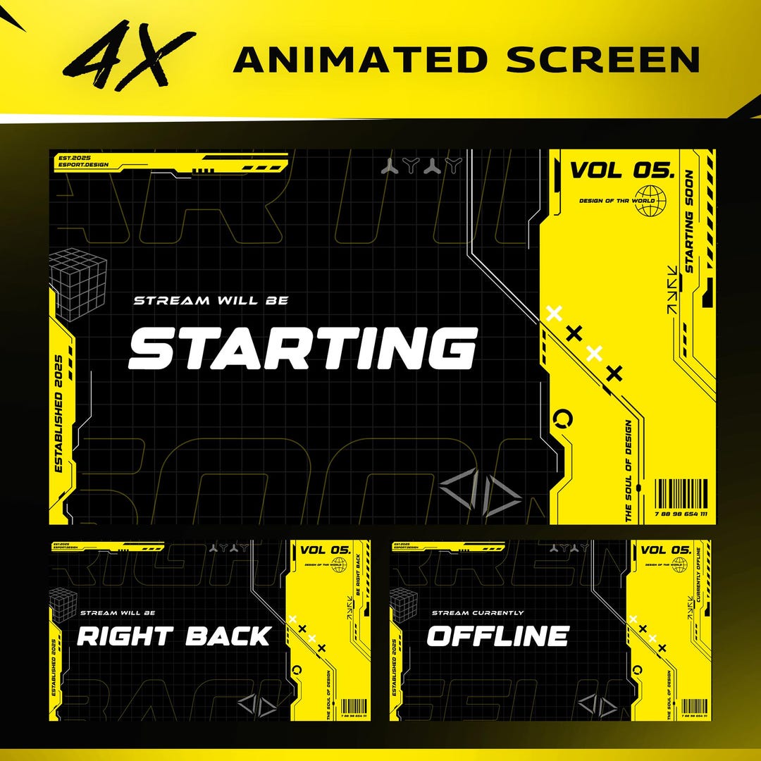 Animated Quantum Drift Stream Screens: Futuristic Yellow Cybercore ...