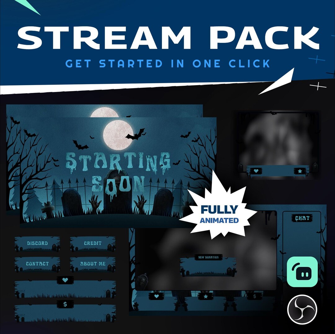 Spooky Gothic Animated Stream Pack for Twitch, Kick, Youtube | Horror ...