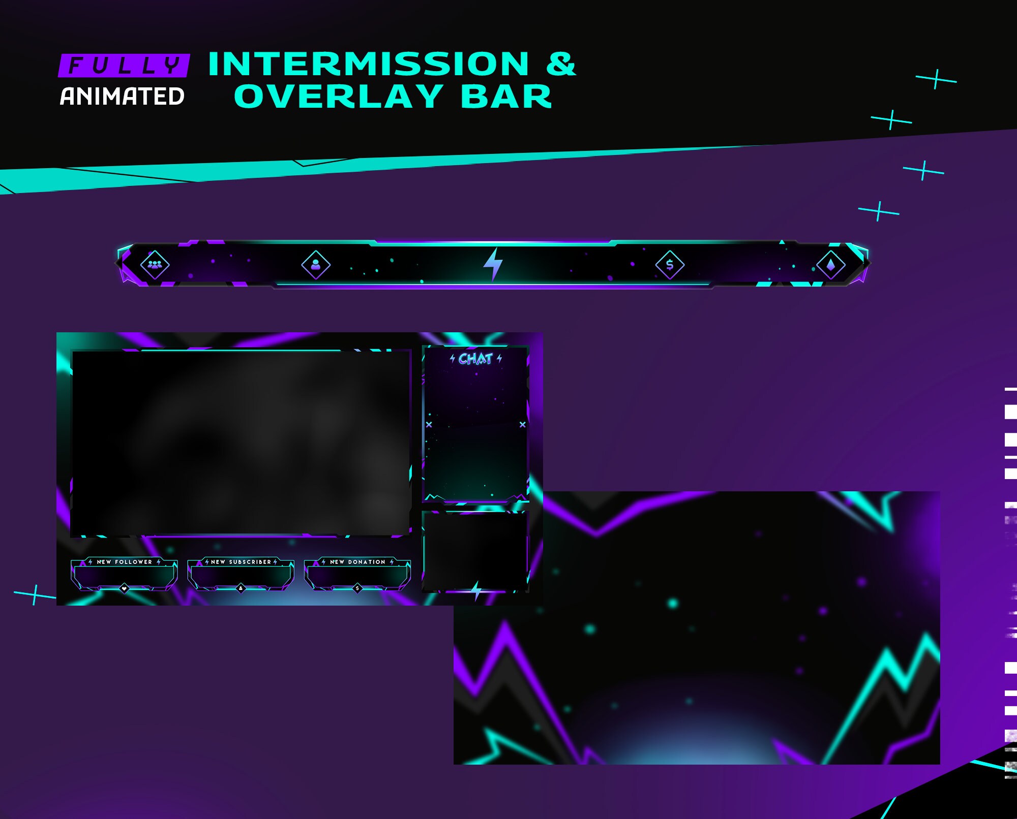 Blaze Wave Overlay Package for Twitch, Kick, Youtube/abstract Theme ...