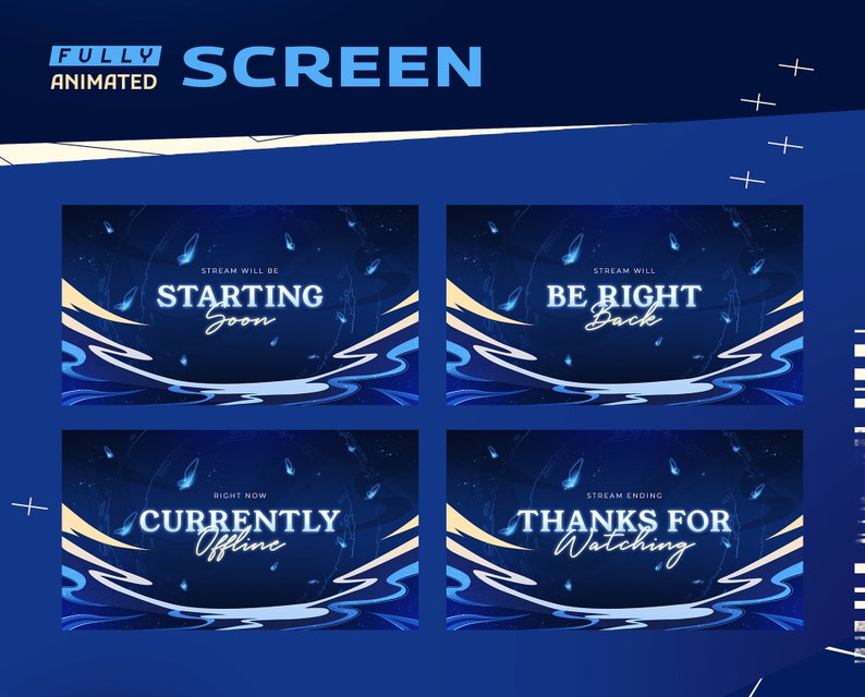 Waves Animated Twitch Overlay Package Bundle/liquid Theme/butterfly ...