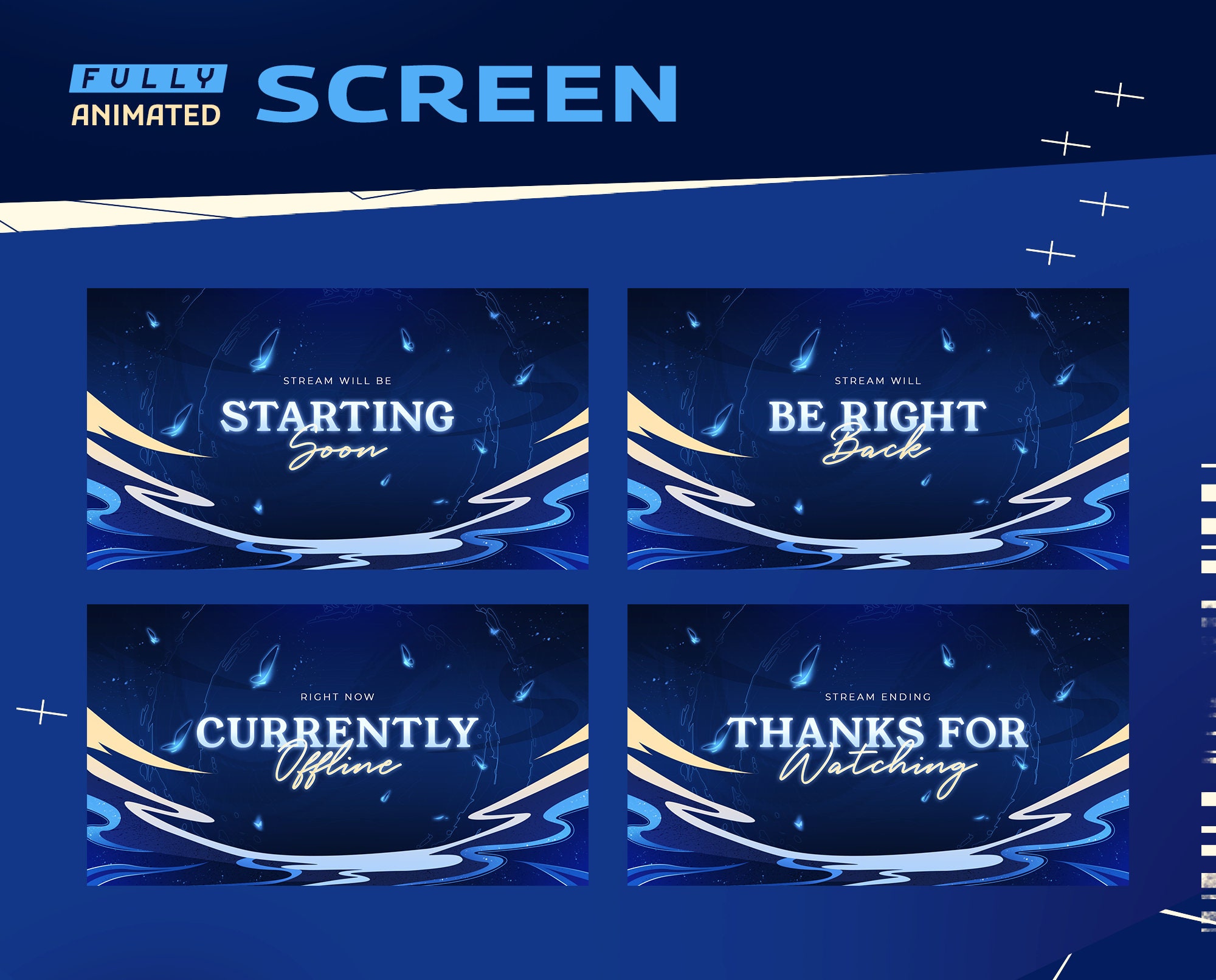 Waves Animated Twitch Overlay Package Bundle/liquid Theme/butterfly ...