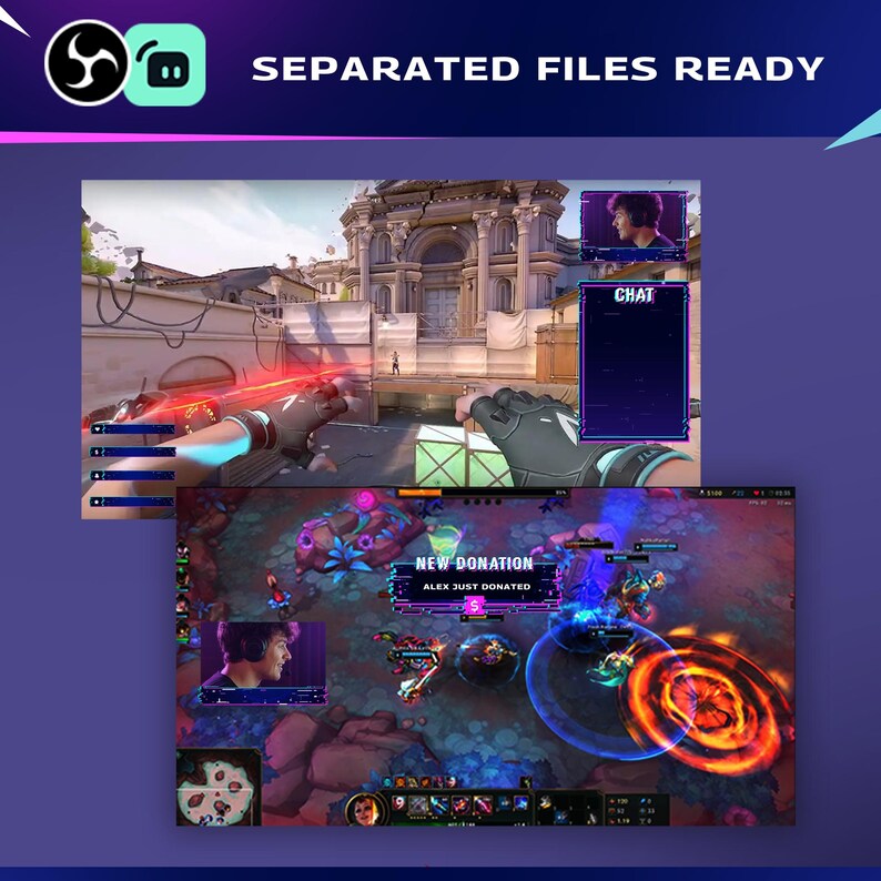 Cyber Glitch Stream Pack | Blue Tech Animated Overlay | Twitch Youtube ...