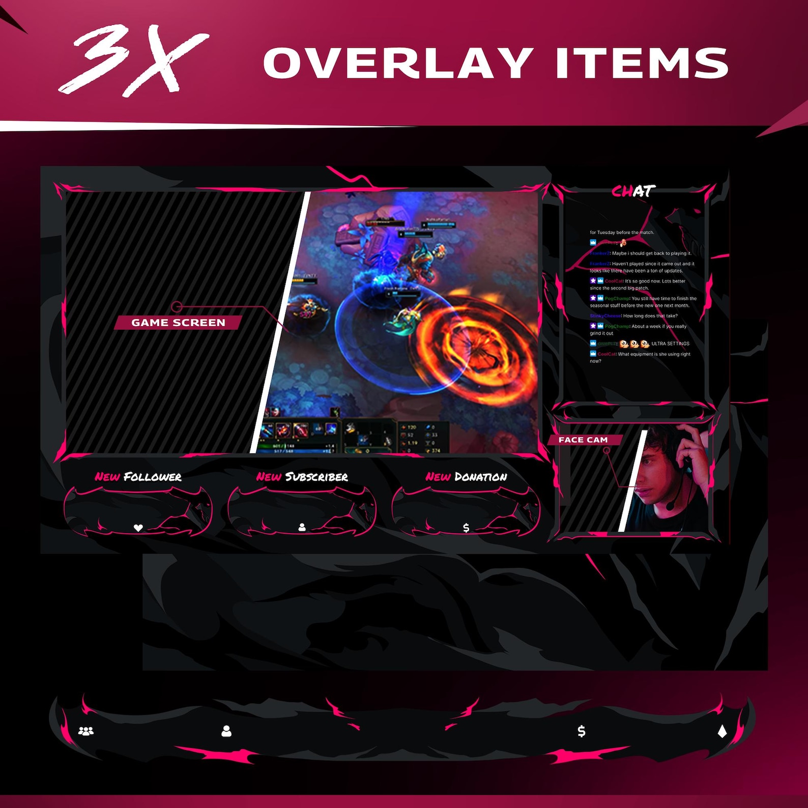 Ghost Shadow Animated Twitch Overlay Package Bundle/abstract Theme ...
