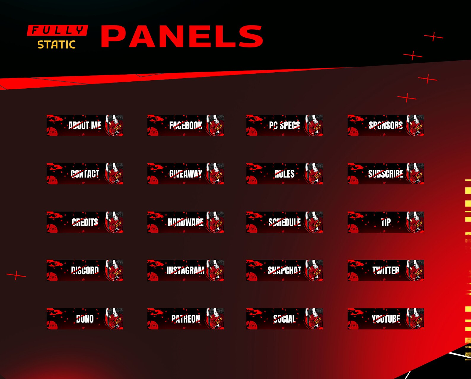 Oni Fury Static Twitch Overlay Stream Panel Bundle/dark Japanese/horror ...