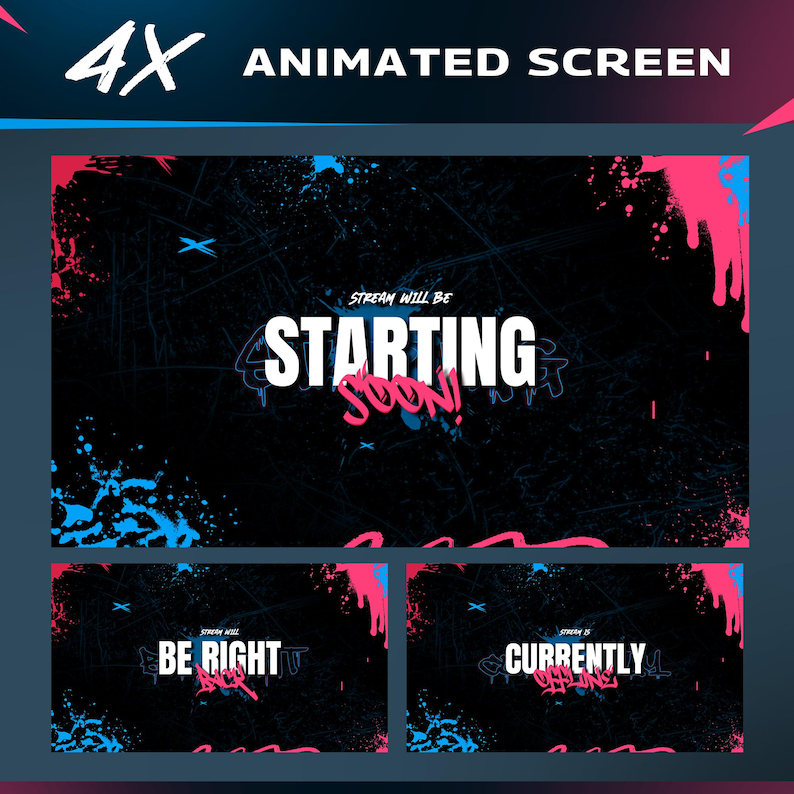 Neon Cyberpunk Stream Screens | Vandalism Expression Animated Pack ...