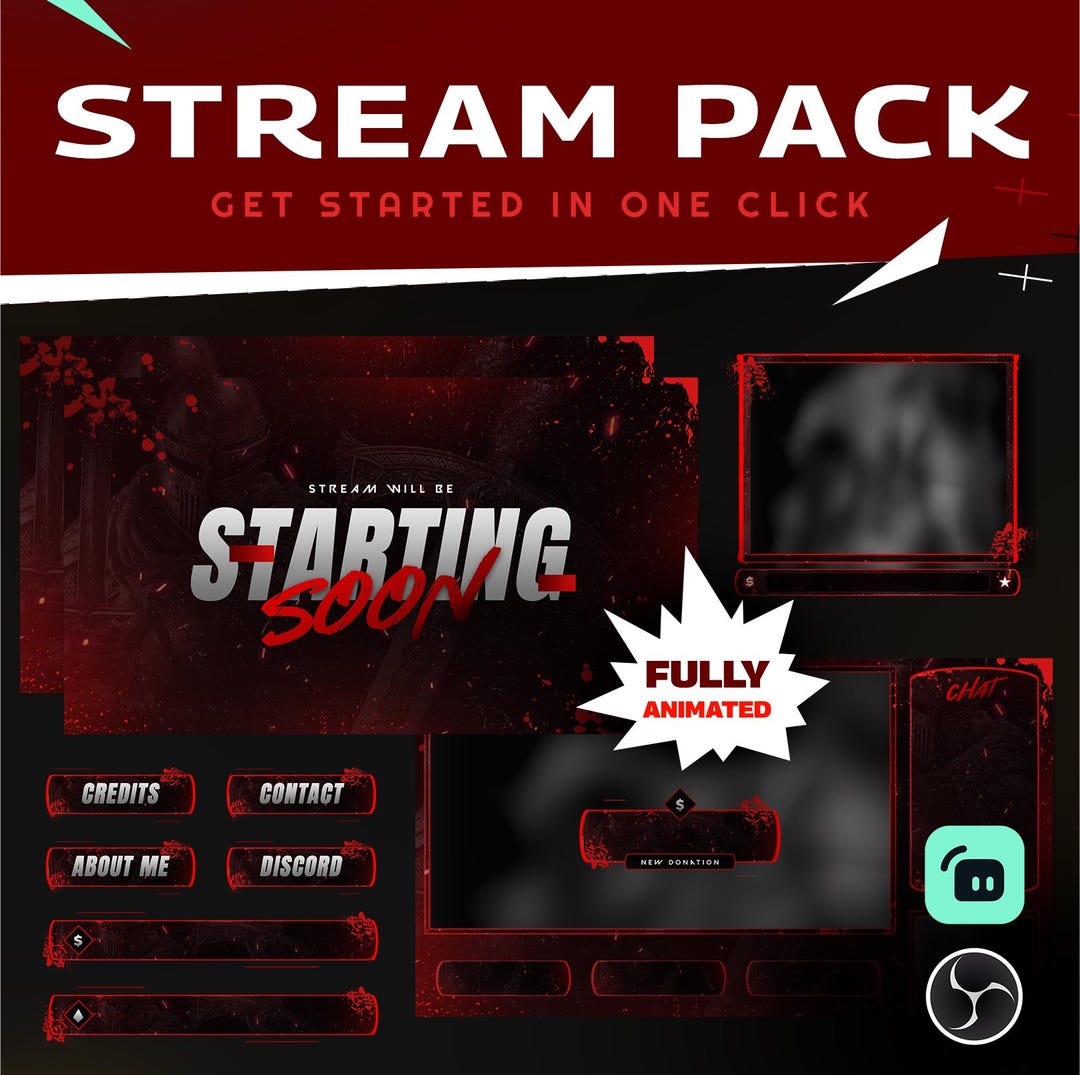 Crimson Blood Animated Stream Overlay Package for Twitch/red Blood ...