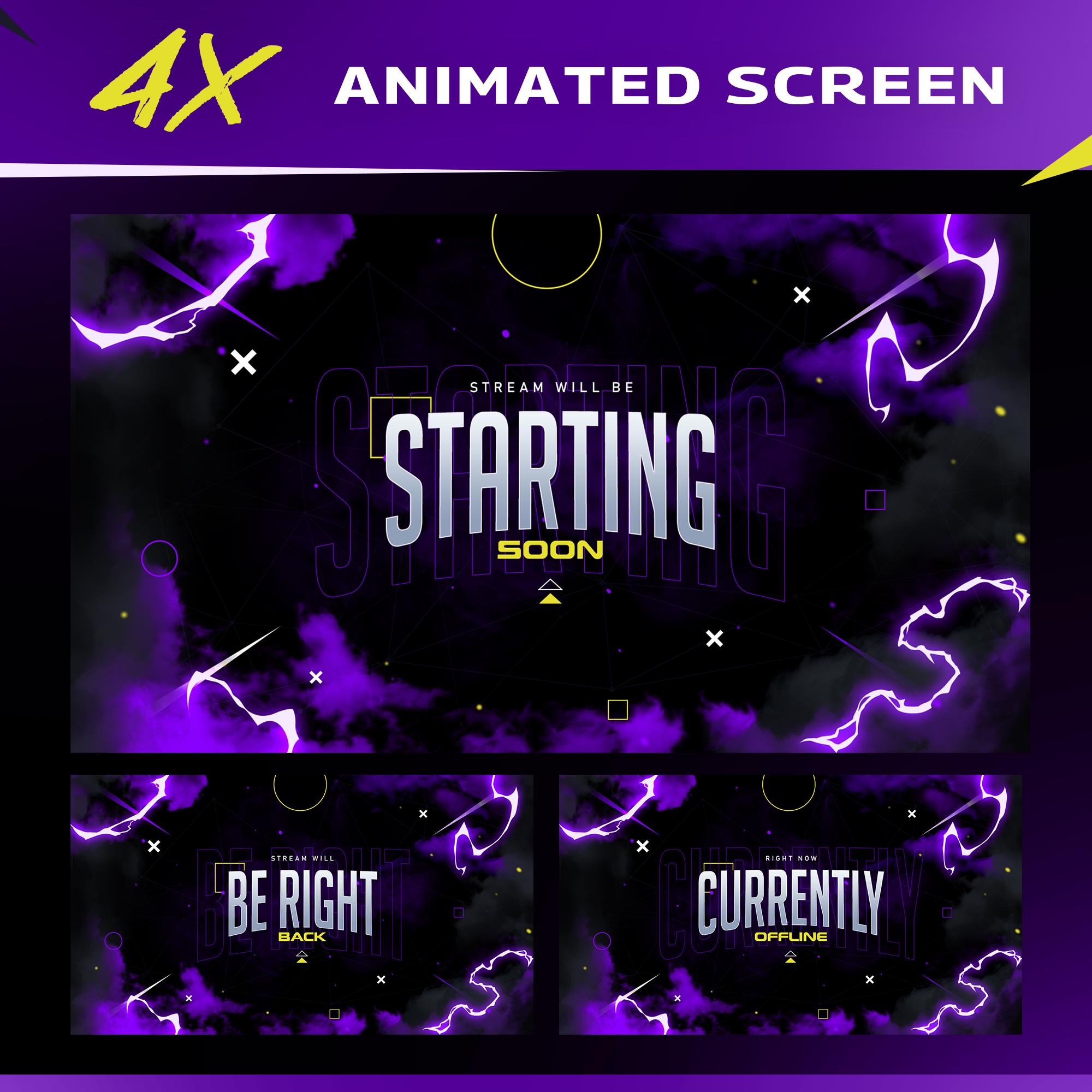 Animated Addict Stream Pack: Cyber Purple Lightning for Twitch and Obs ...