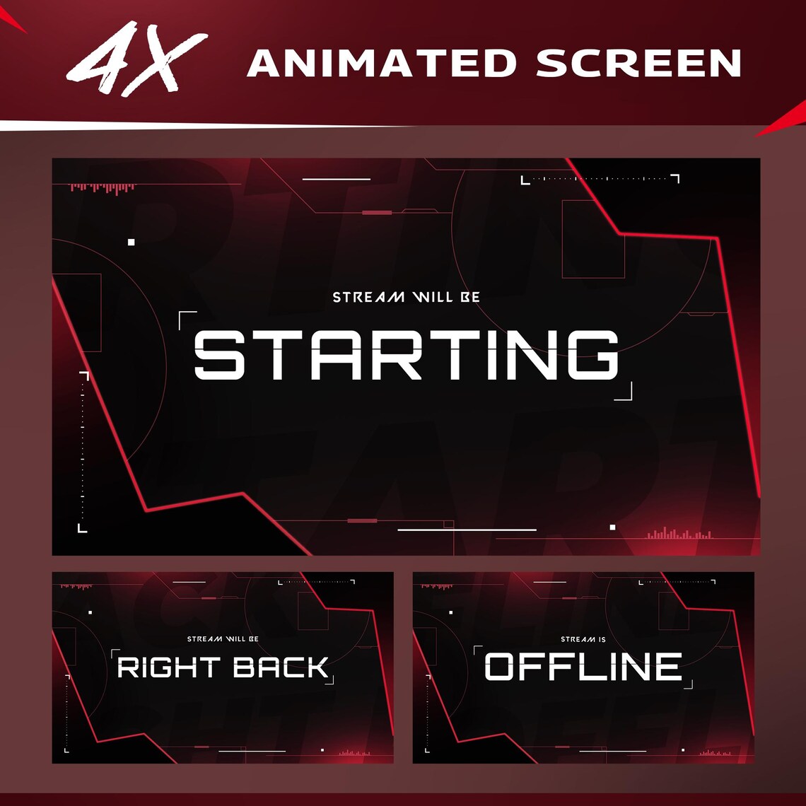 Animated Sci-red Stream Package: Crimson Tech Interface for OBS ...