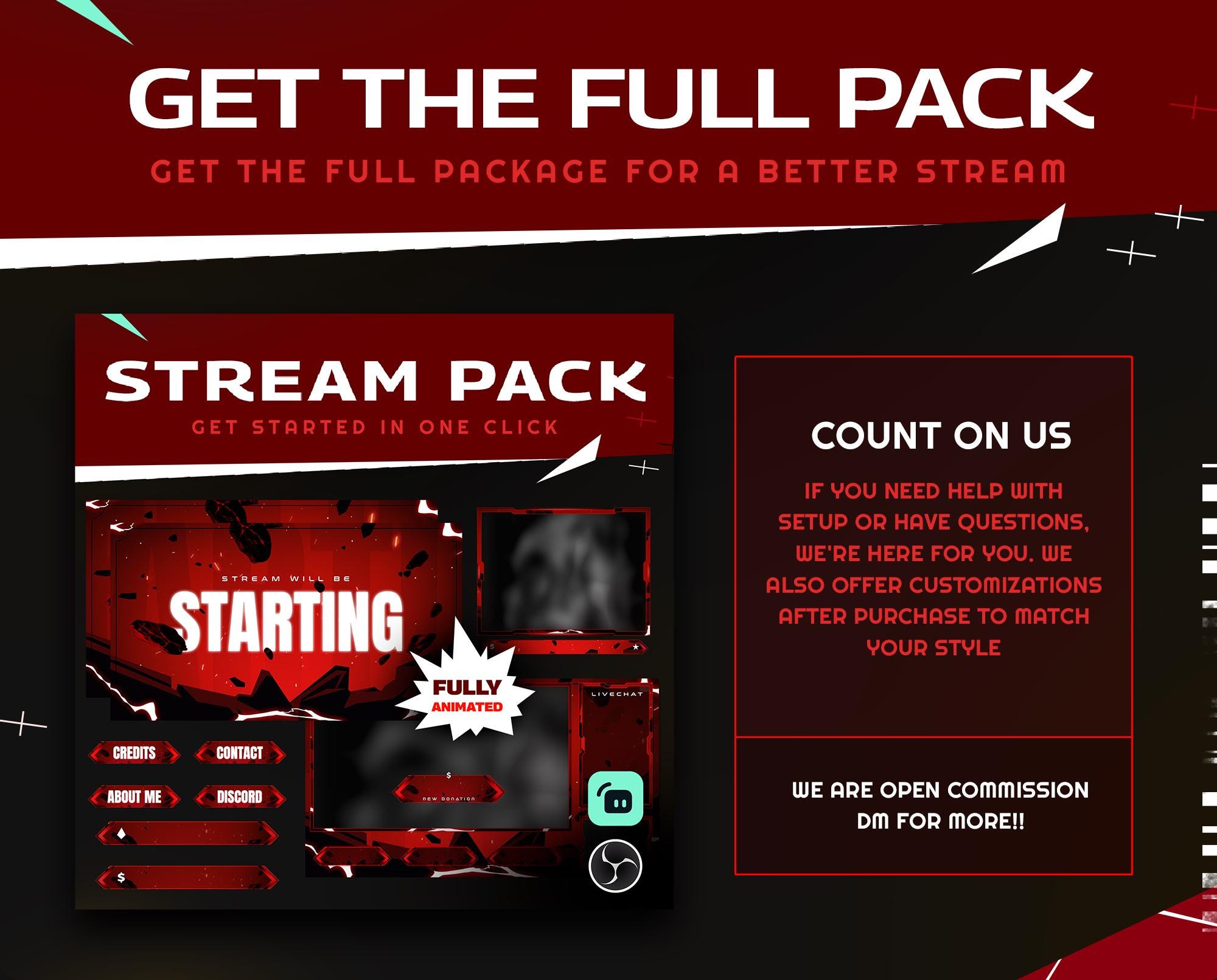 Molten Blaze Animated Stream Screen Package for Twitch/sparks Accompanied by Stones Stream ...