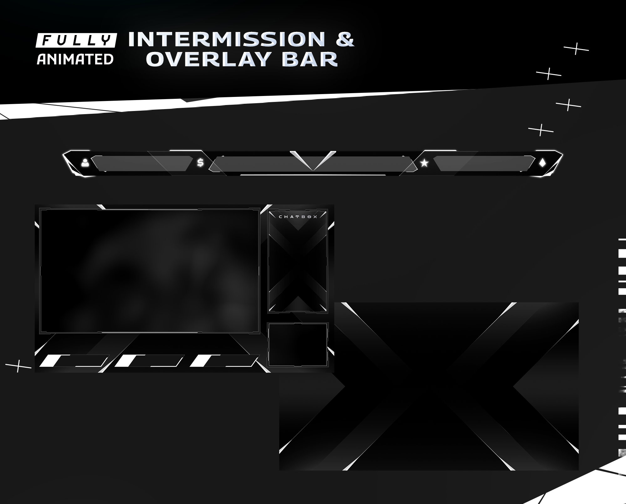 Noir Animated Stream Package Twitch Overlay Graphic/gamer/simple ...