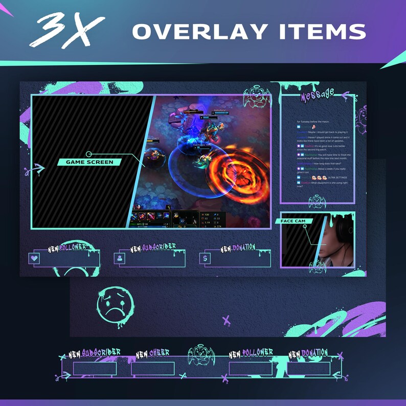 Animated Colorful Graffiti Stream Pack: Neon Pastel Urban for Twitch ...