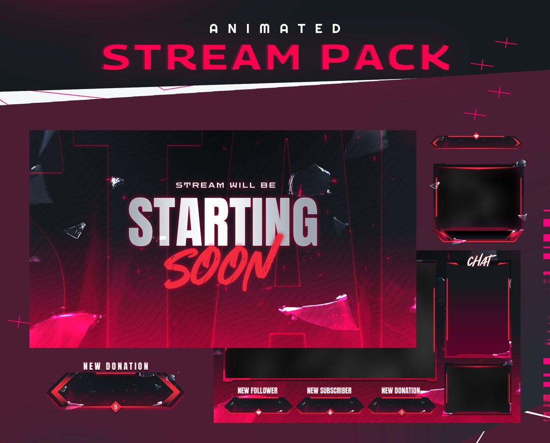 Animated Pink Cyber Luxury Stream Pack: Neon Glasses for Twitch and Obs ...