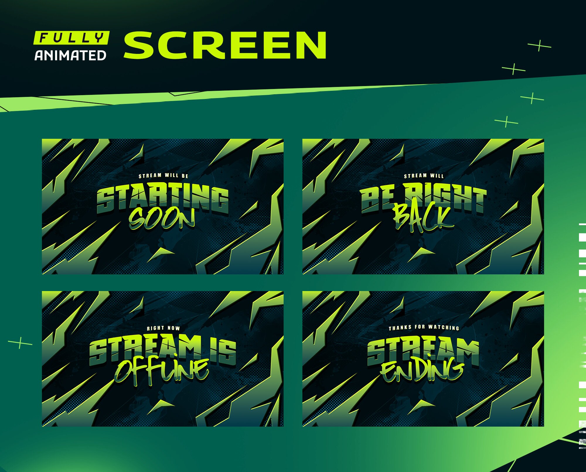 Broken Fragment Animated Twitch Overlay Screen Package/abstract Theme ...