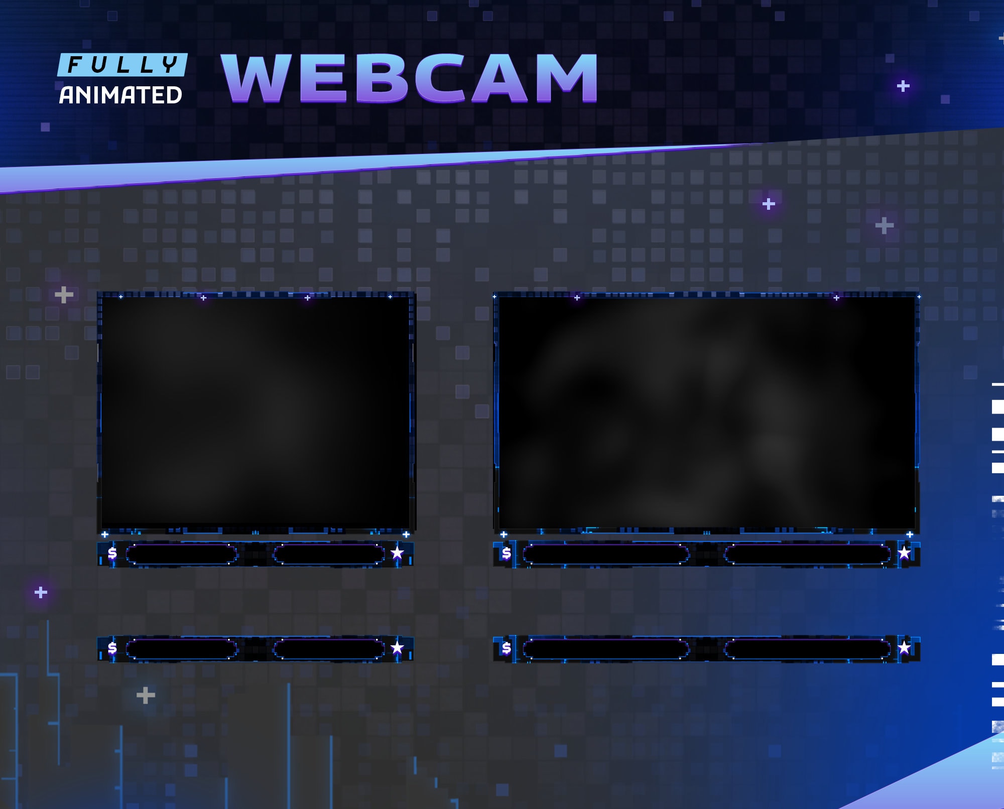 Animated Pixel Stream Overlay: Neon Blue Retro for Twitch and Obs ...