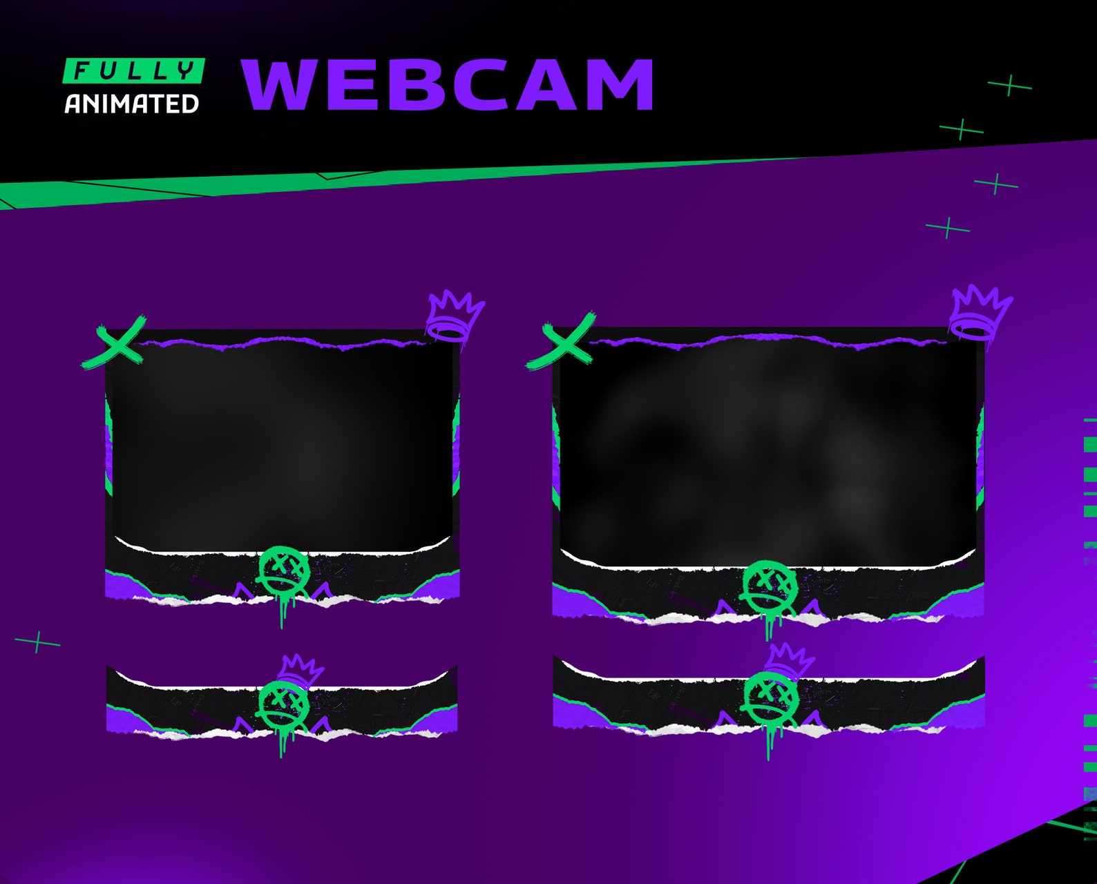 Ripped Paper Animated Twitch Overlay Package Bundle/dark Theme/brush ...