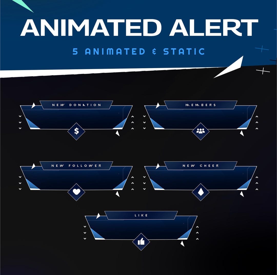 Blue Lineage Animated Stream Alert Overlay for Twitch/abstract Alert ...