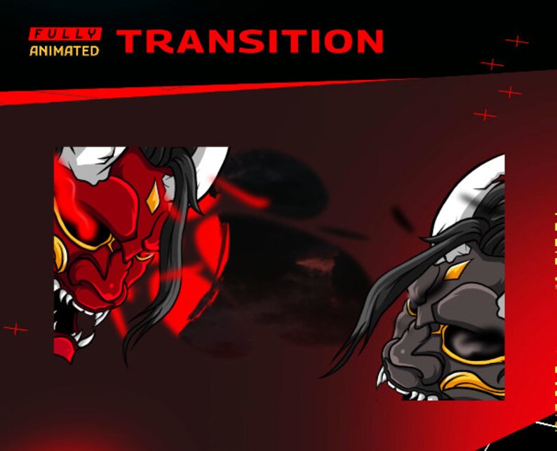 Oni Fury Animated Twitch Overlay Stringer Transition Bundle/dark ...