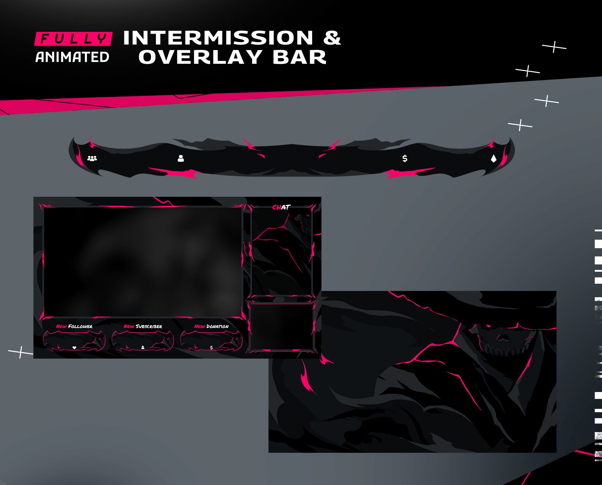 Ghost Shadow Animated Twitch Overlay Package Bundle/abstract Theme ...