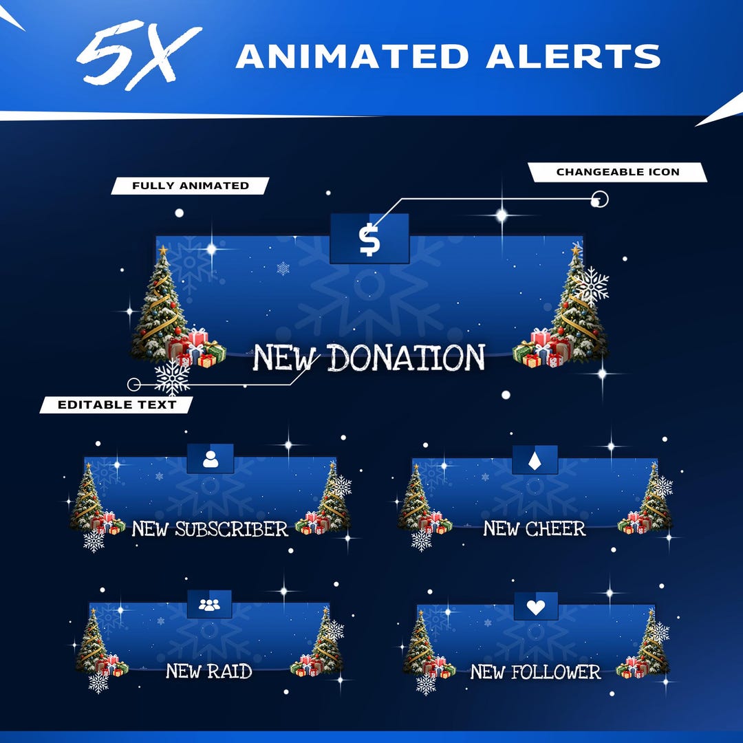 Frosted Night Animated Stream Alerts: Cozy Blue Christmas Theme for OBS ...