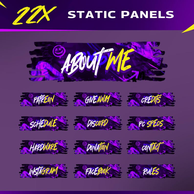 Neon Purple Stream Overlay | Abstract Line Animated Pack | Twitch ...