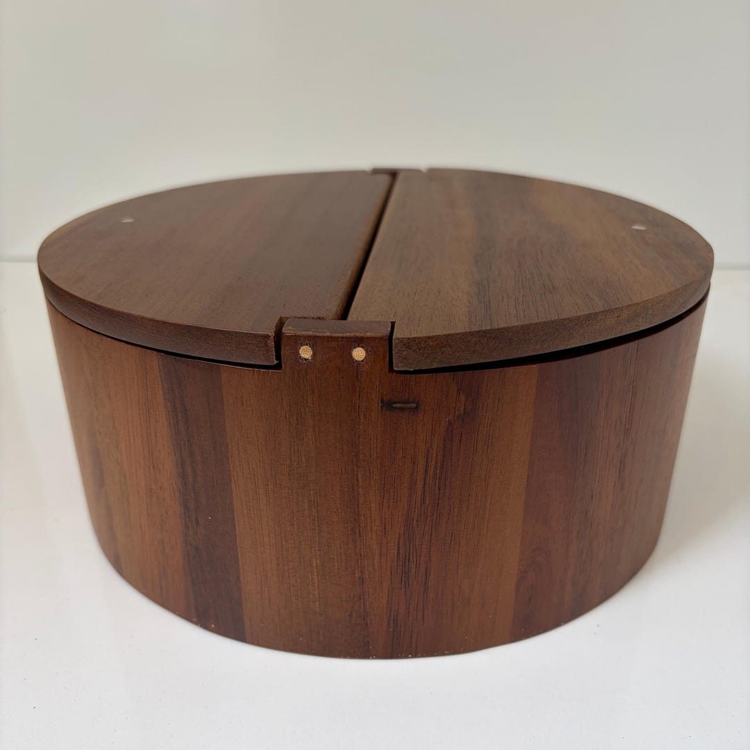 Rustic Acacia Wood Storage Box – Round Double Opening Organizer - Etsy