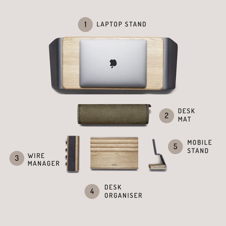 Laptop Desk Organizer Portable Kit Multi Functional Solid Wood - Etsy